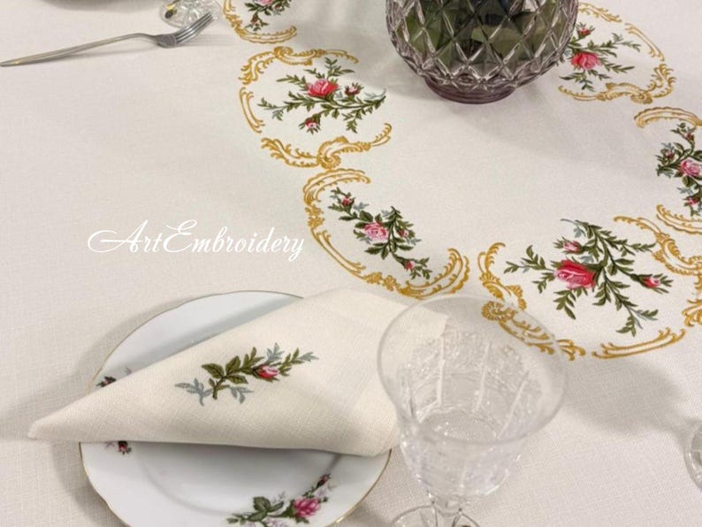 Rosenthal — Machine Embroidery Designs Set: Roses and Scrolls, Hoop ...
