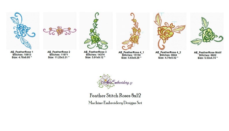 Feather Stitch Roses Machine Embroidery Designs Set Mixed - Etsy