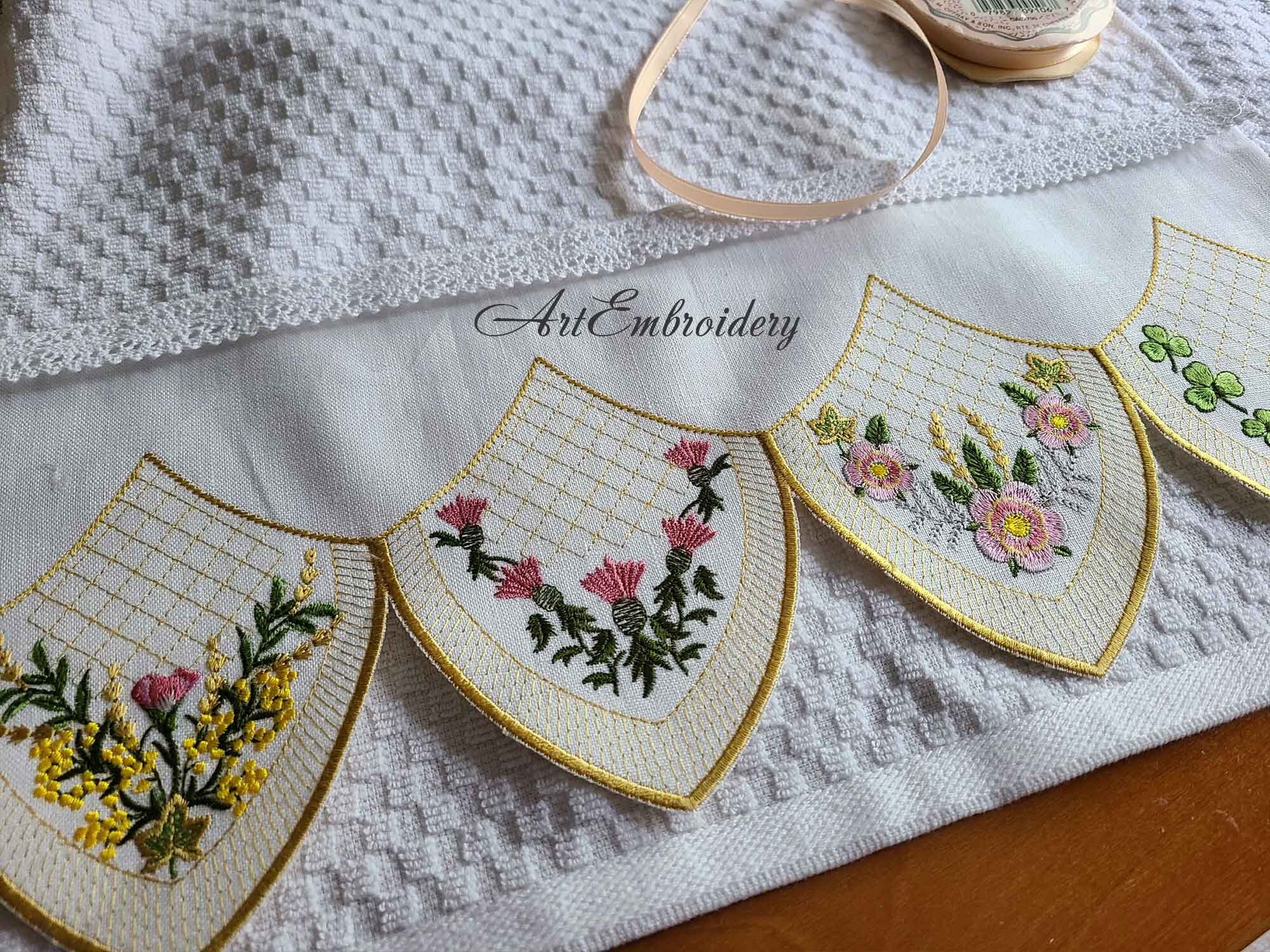 British Empire Flower Borders Machine Embroidery Designs (5x5 to 7x12 ...