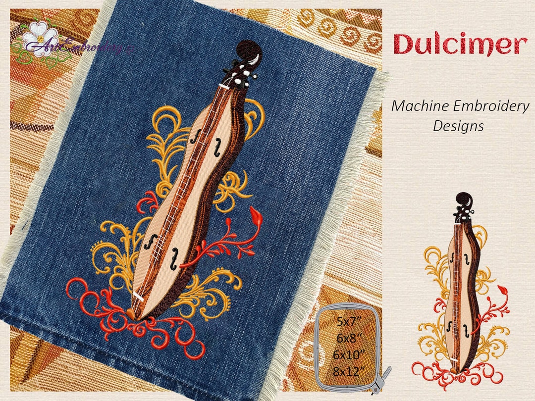 Dulcimer Machine Embroidery Design in 4 Sizes - Etsy