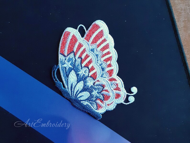 FSL USA Flag Butterfly Machine Embroidery ITH Design 4 - Etsy