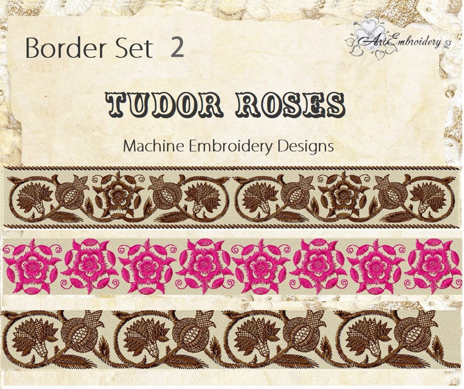 Tudor Roses Borders Set 2 Machine Embroidery Designs - Etsy