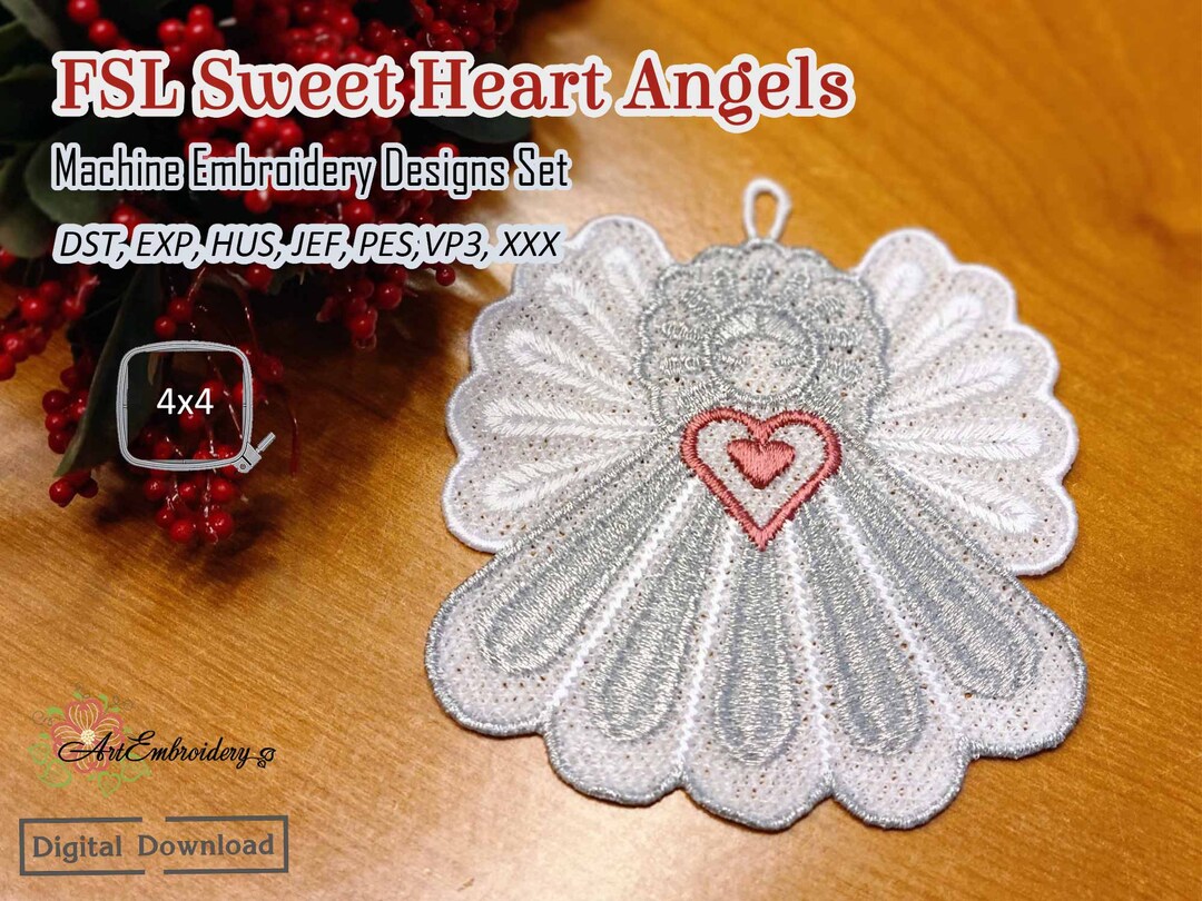 FSL Sweet Heart Angels – Machine Embroidery ITH Lace Project Designs ...