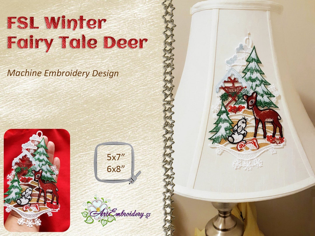 Winter Fairy Tale Deer FSL Machine Embroidery Design (5x7 and 6x8 ...