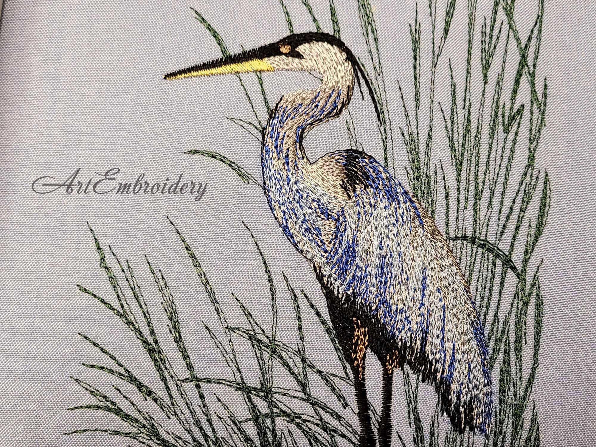 Blue Heron Machine Embroidery Design in 2 sizes for hoop | Etsy