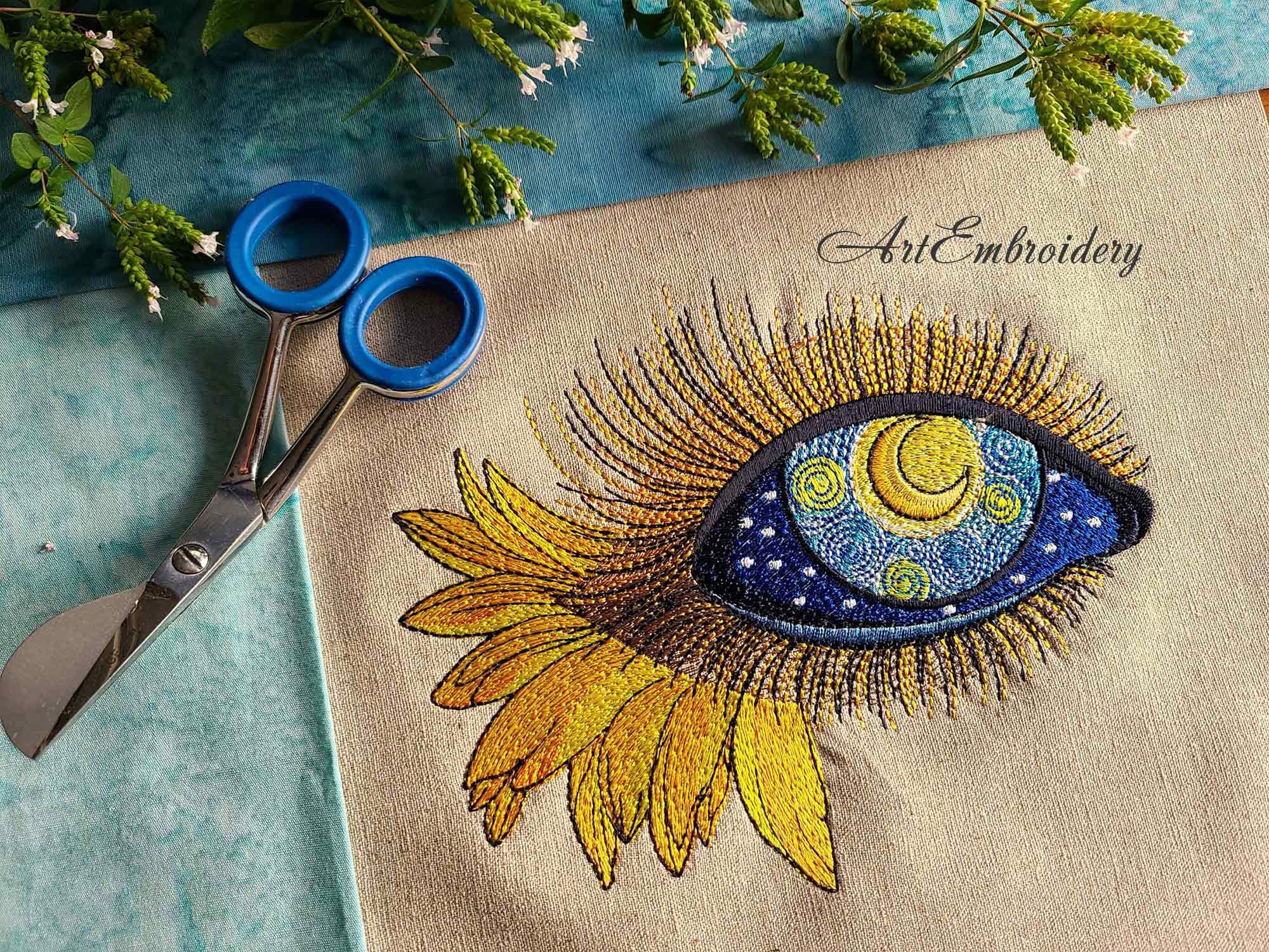 Starry Night Eye Machine Embroidery Design: Van Gogh Art (4x5, 5x7, 6x8 ...