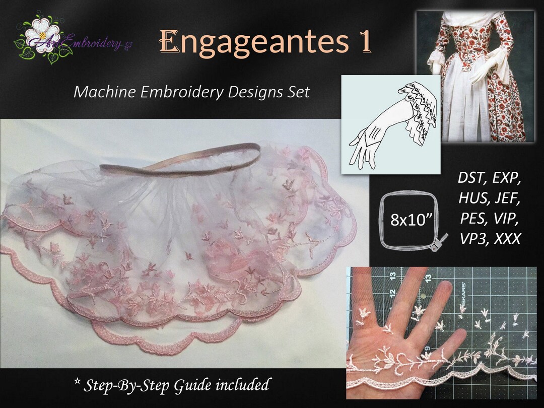 18th Century Engageantes (sleeve Ruffles) Machine Embroidery Border ...