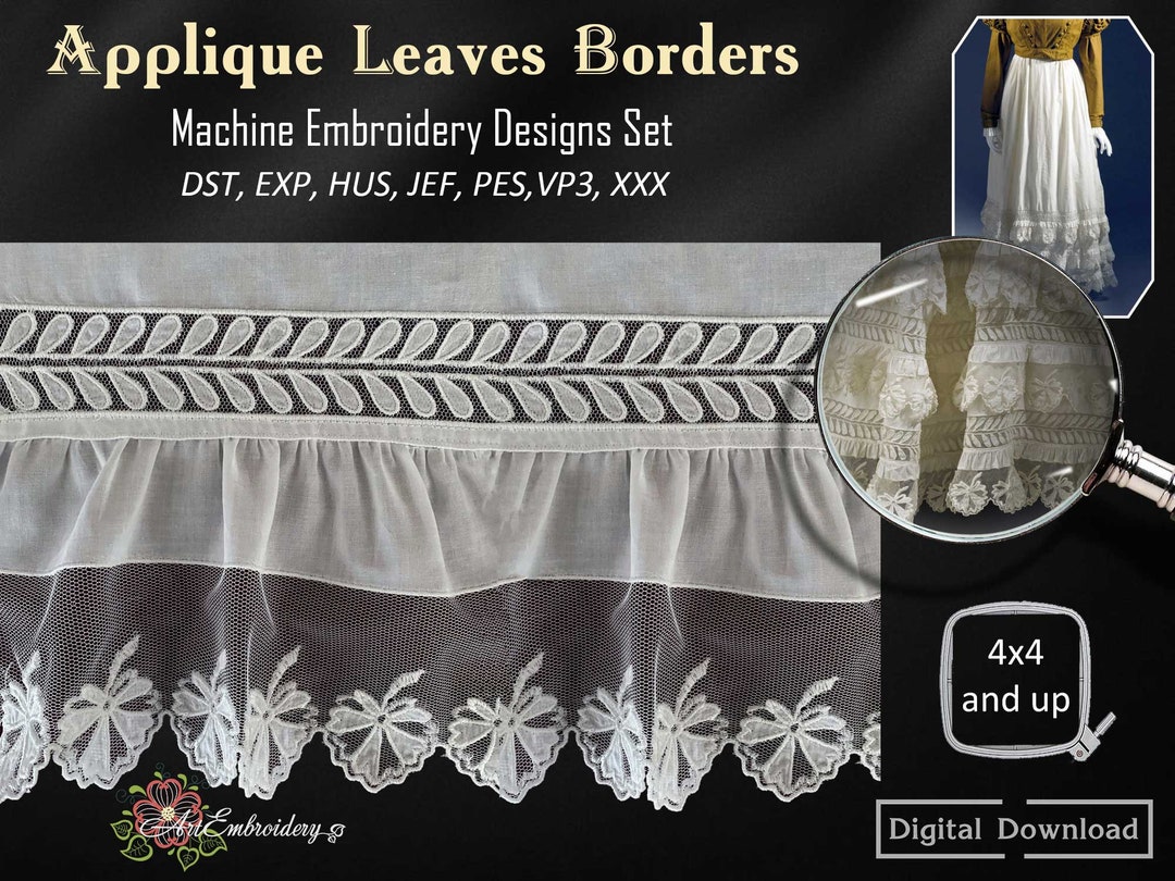 Applique Leaves Borders - Machine Embroidery Historical Designs Set for ...