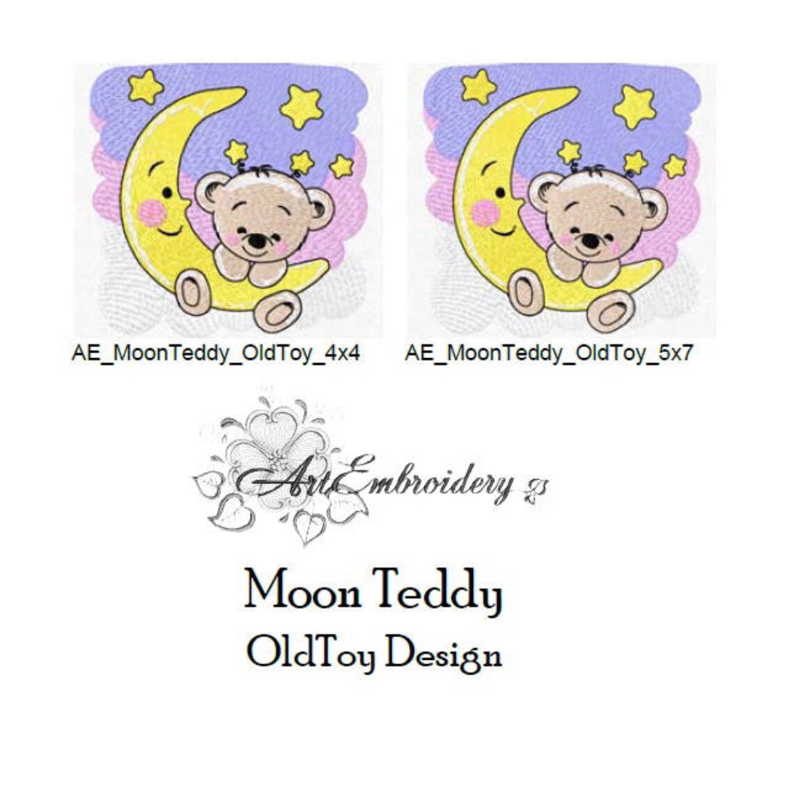 Moon Teddy Machine Embroidery Design of a Series old | Etsy