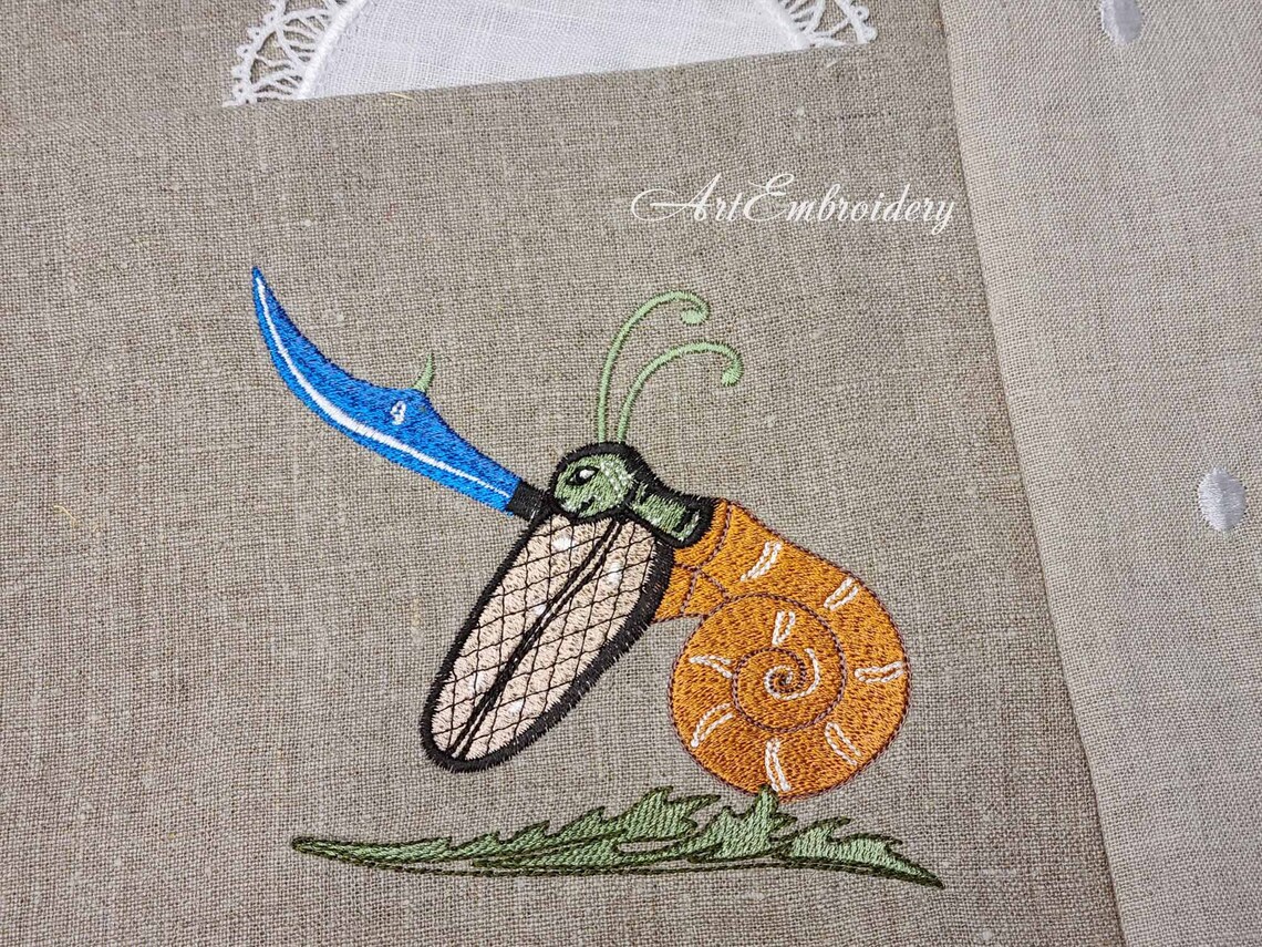 Medieval Warrior Snail Machine Embroidery Mythical Beast - Etsy