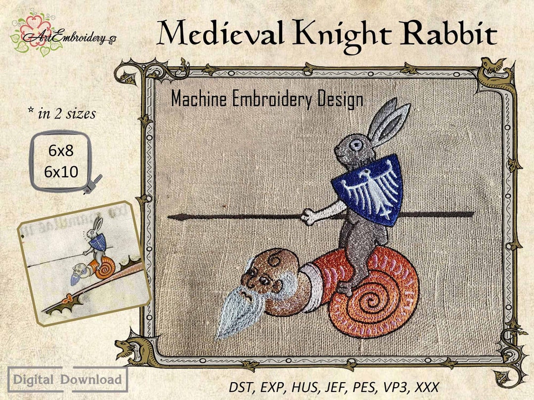 Medieval Knight Rabbit Machine Embroidery Design: Mystical Creature ...