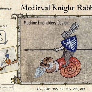 Medieval Knight Rabbit - Machine Embroidery Mystical Creature Designs ...