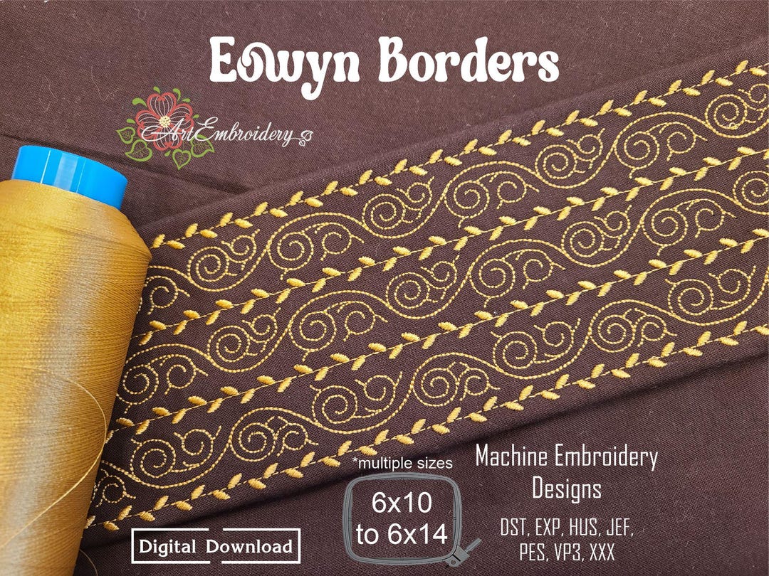 Éowyn Borders - Machine Embroidery Medieval Stylized Border Designs Set ...