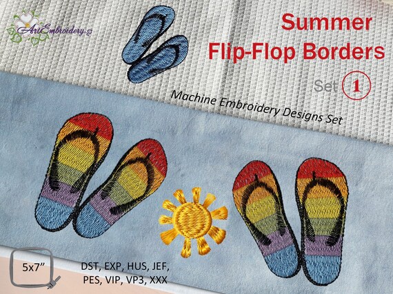 Summer Flip-flop Borders Set 1 Machine Embroidery Designs - Etsy