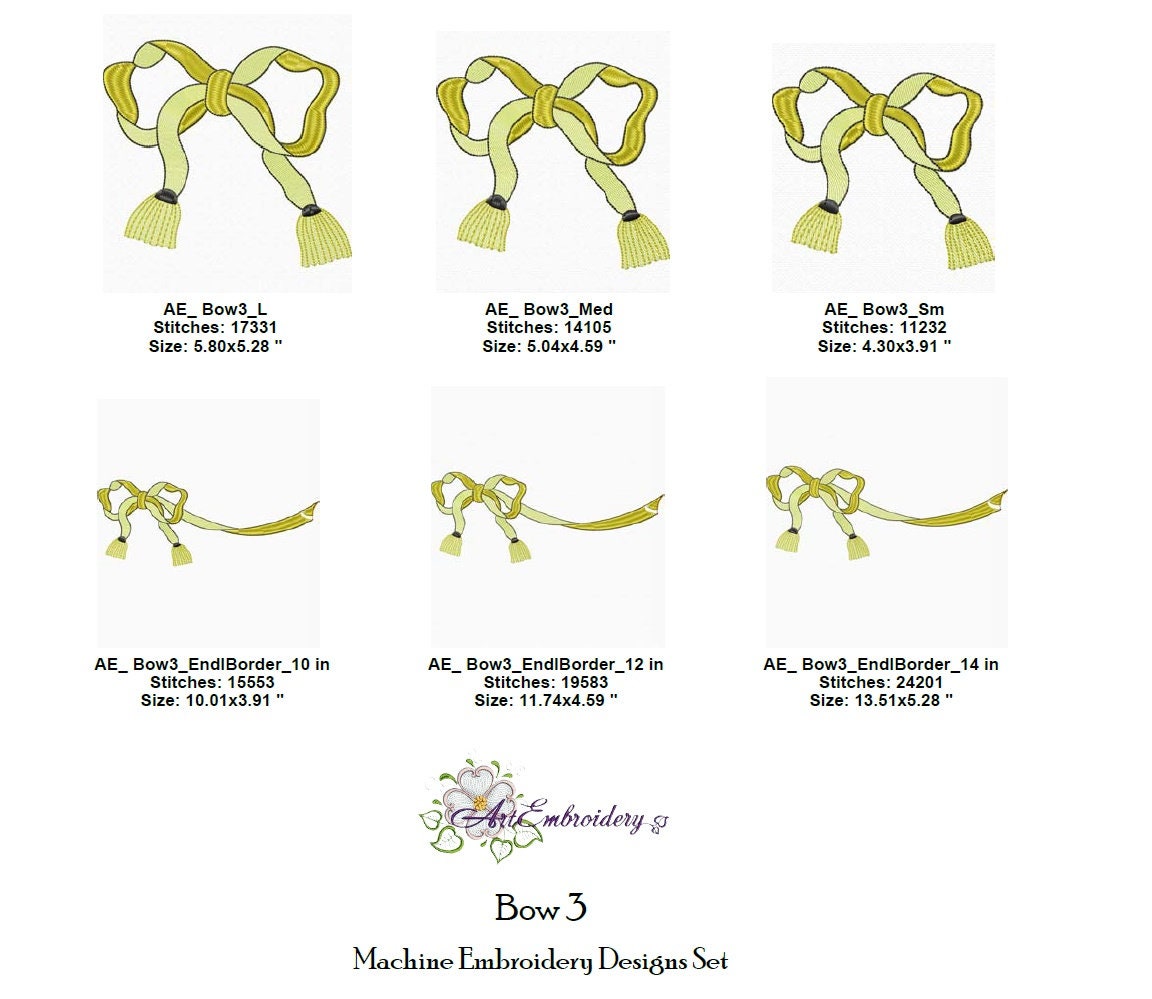 Vintage Bow Machine Embroidery Vintage Designs Set 3 - Etsy