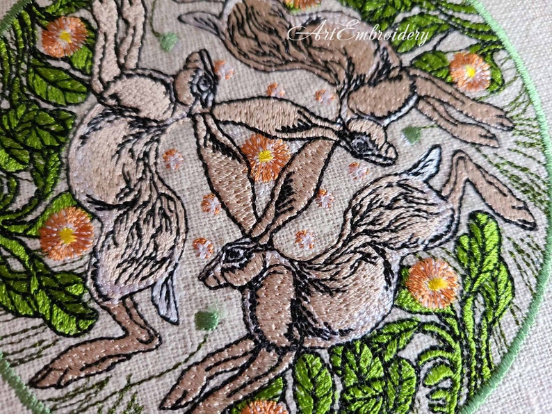 Hare Trinity Machine Embroidery Design: Triskele Hares (digital ...