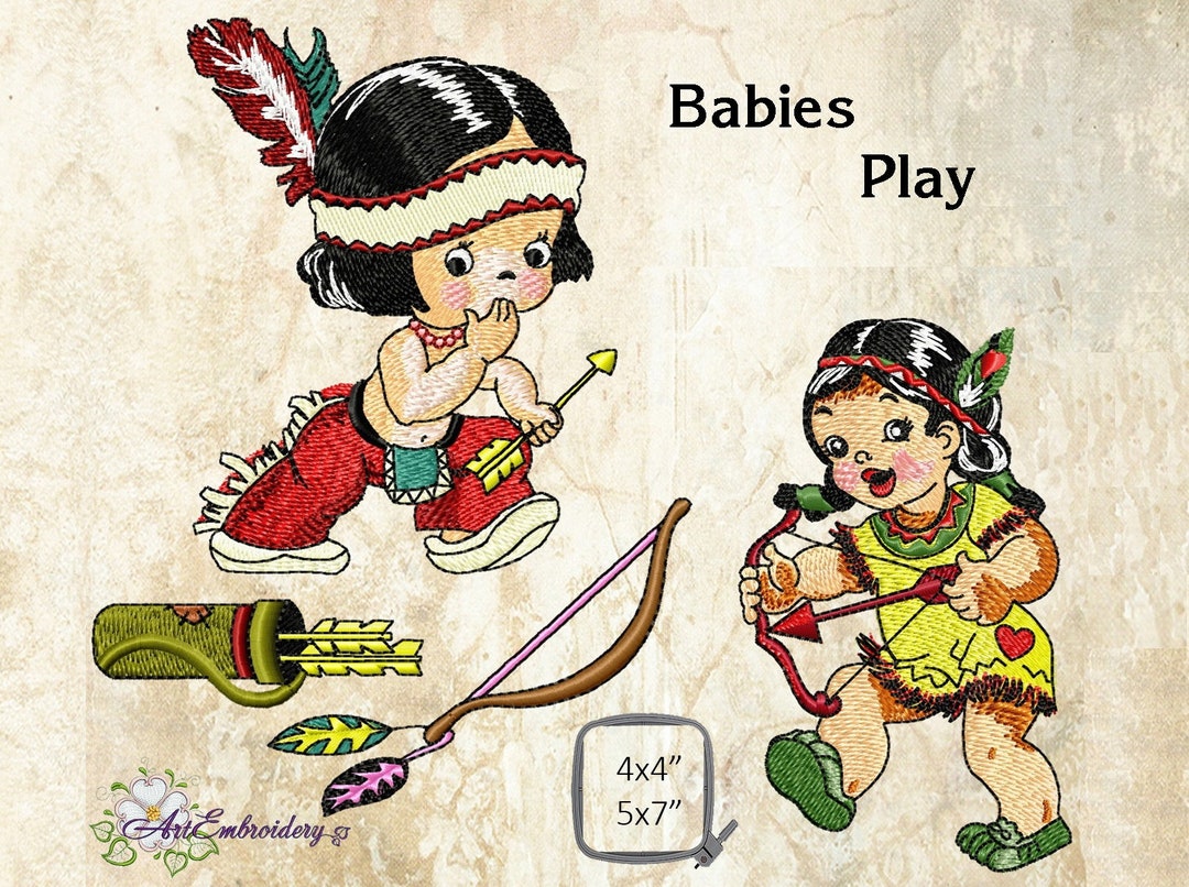 Babies Boy and Girl Play - Old Toy Machine Embroidery Designs Set in 2 ...