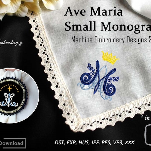 Ave Maria Monogram Machine Embroidery Religious Design in - Etsy