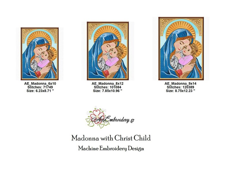 Madonna and Child Machine Embroidery Design (6x10, 8x12, 10x14" Hoops ...