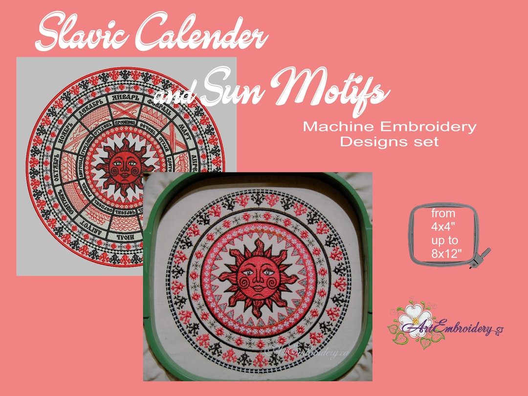 Slavic Calendar and Sun Motifs - Machine Embroidery Designs Set for ...