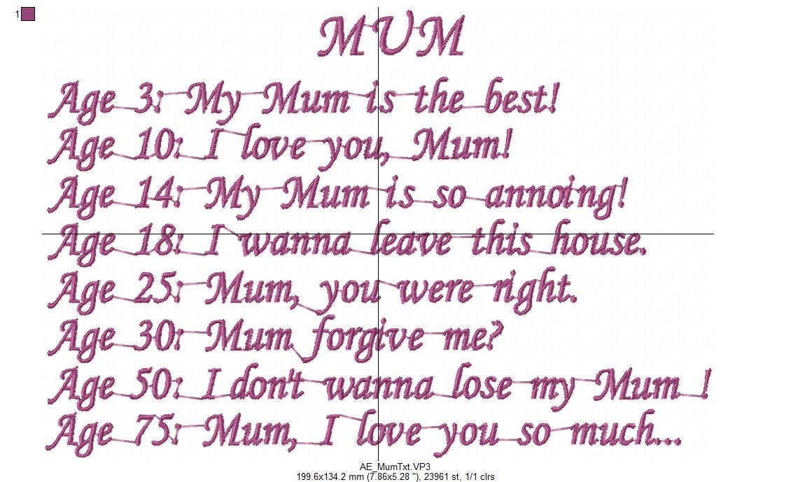 Mom Poem and Pink Flower Scrolls Embroidery Designs Set for | Etsy