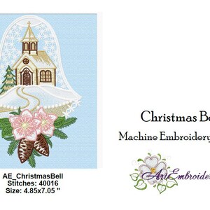 Christmas Bell - Machine Embroidery Christmas Design for Hoop 5x7" - Etsy