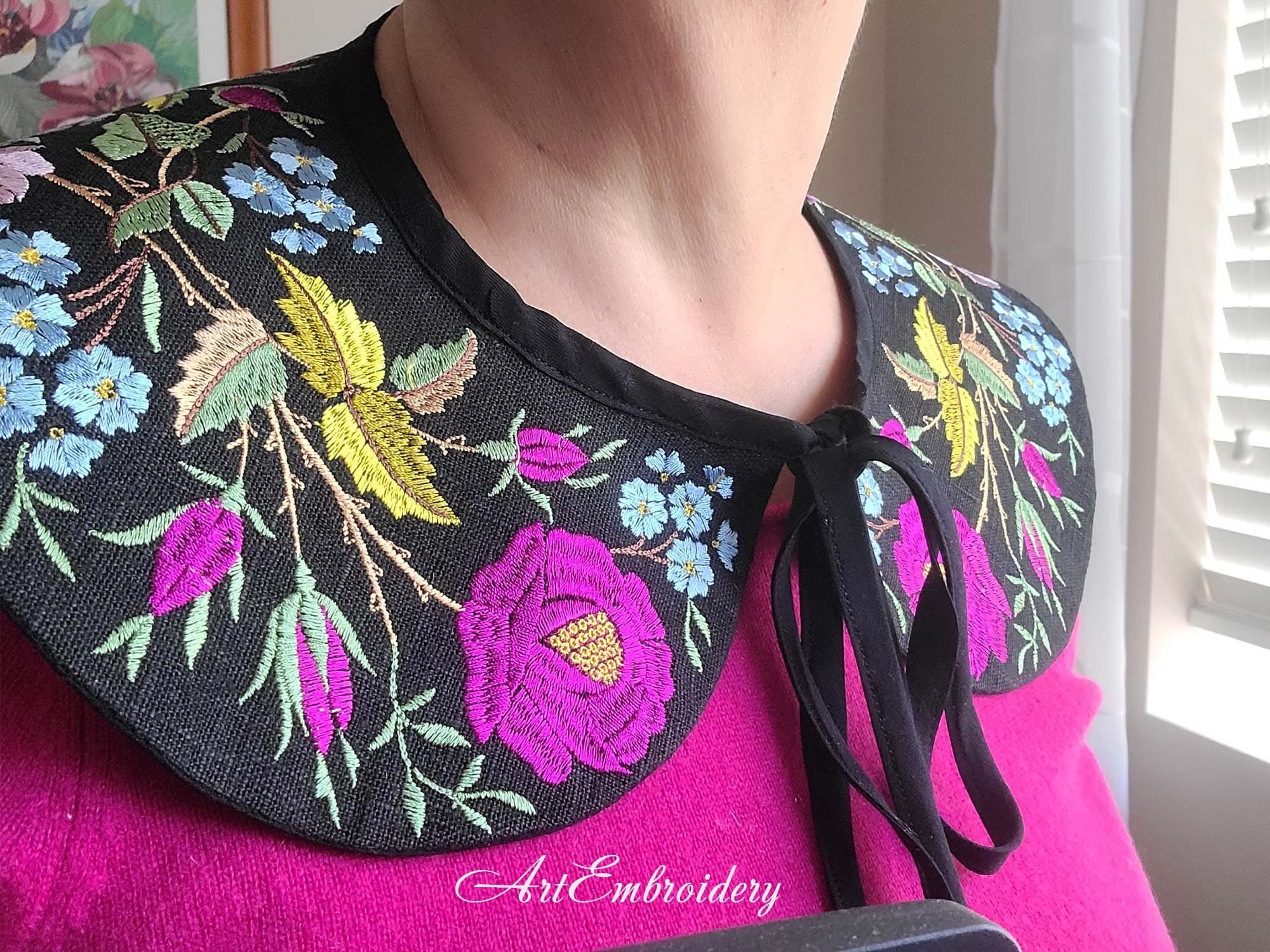 Vintage Roses Collar Machine Embroidery Design Assembled for - Etsy