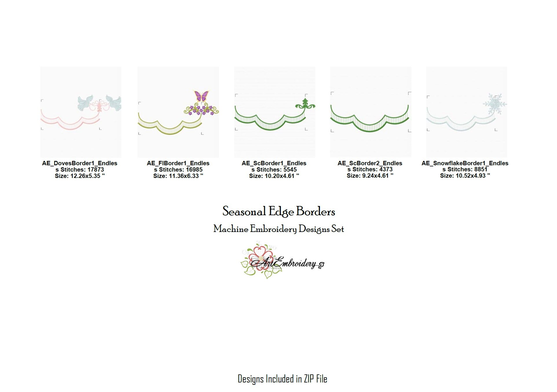 Seasonal Edge Borders: Machine Embroidery Designs (6x10 to 7x14 ...