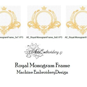 Royal Monogram Frame: Machine Embroidery Design ( 5x7, 6x8, 8x8 Hoop ...