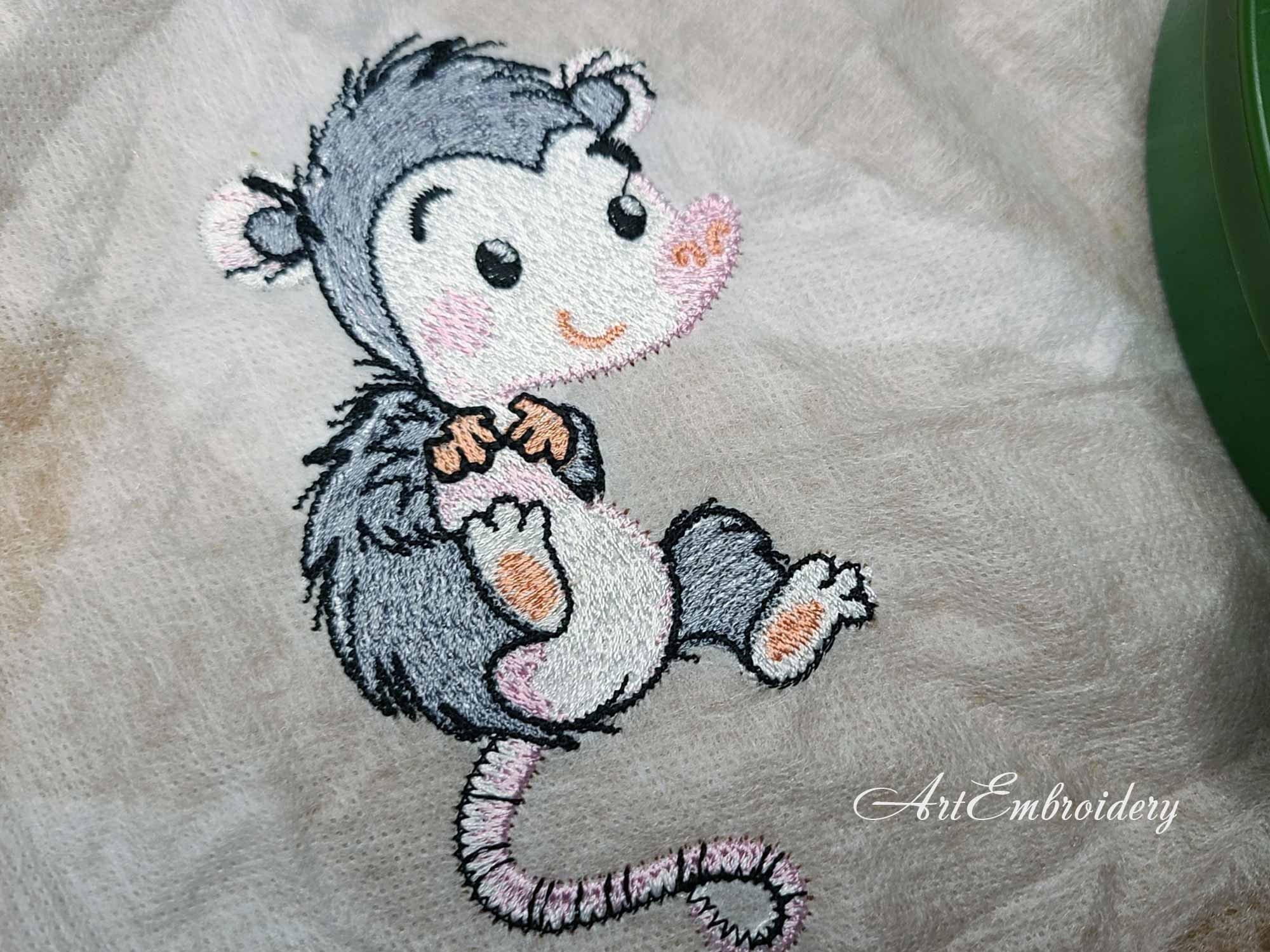 FSL Baby Possum Machine Embroidery Design: ITH Lace Project (4x4", 5x5 ...
