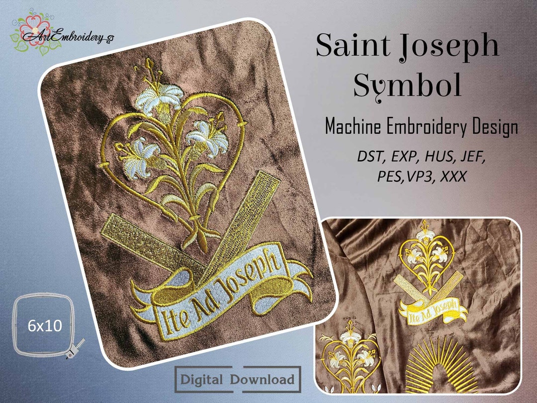 Saint Joseph Symbol - Machine Embroidery Christian Religious Design for ...