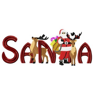 Santa Word Art Machine Embroidery Design in Two Sizes for Hoops 5x7 ...