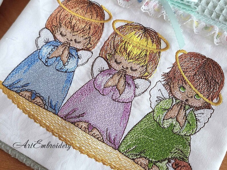 Cute Praying Angels – Machine Embroidery Christian Design for Christmas ...