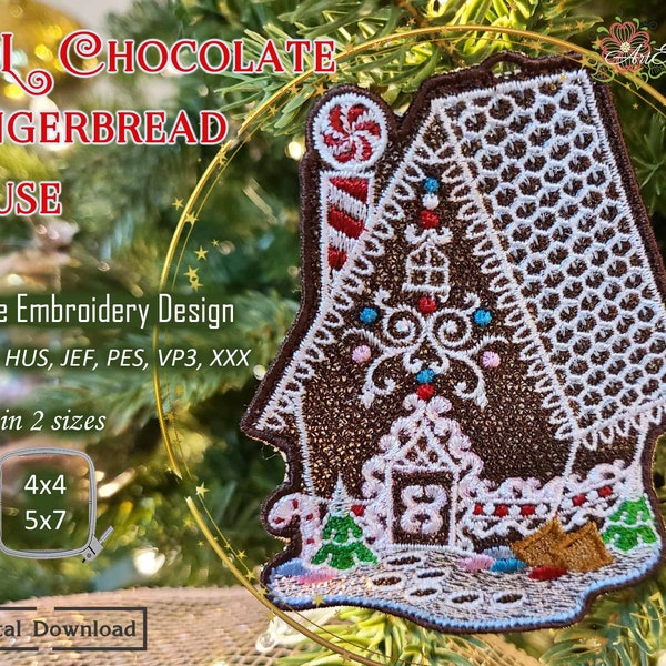Gingerbread House Embroidery Design - Etsy