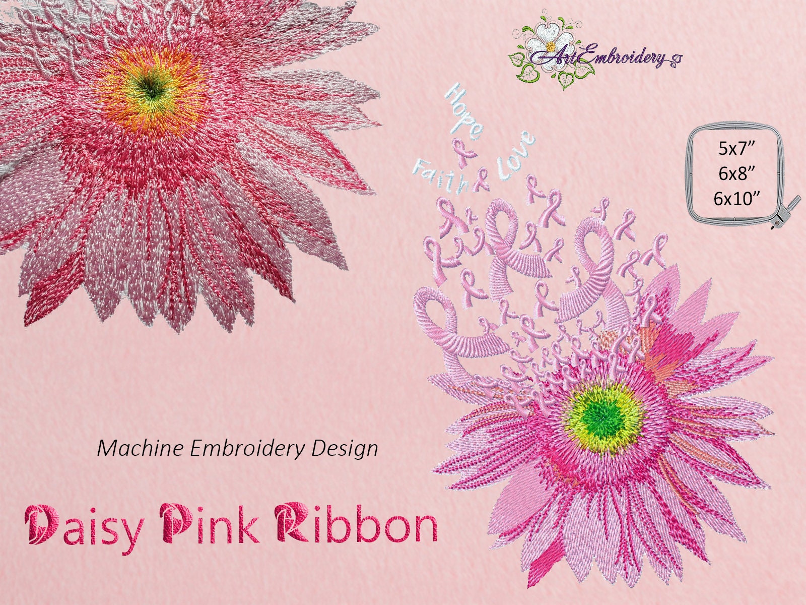 Daisy Pink Ribbon Breast Cancer Awareness With Words Fight - Etsy