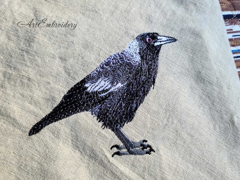Australian Magpie Machine Embroidery Design: Realistic Bird (4x5" & 5x7 ...