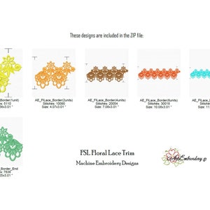 Floral Lace Trim: FSL Machine Embroidery Border Design (digital ...
