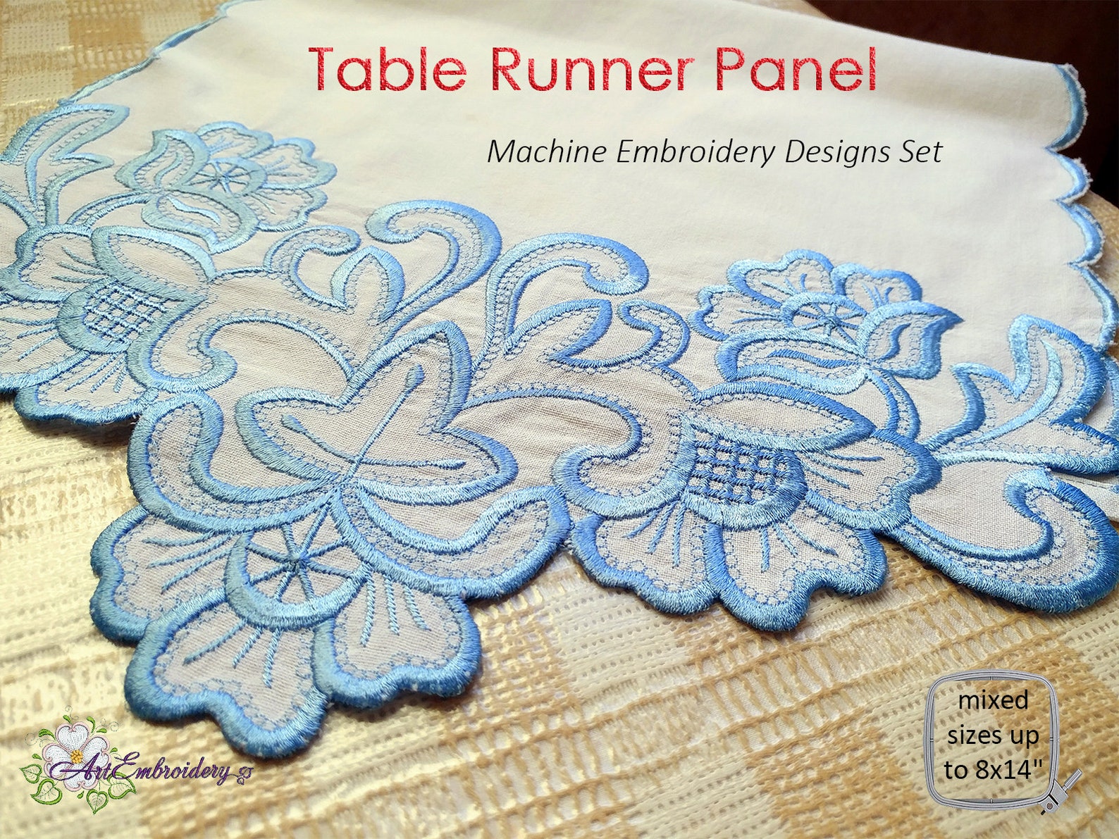 Table Runner Panel Set of Assembled Machine Embroidery Motif Designs ...