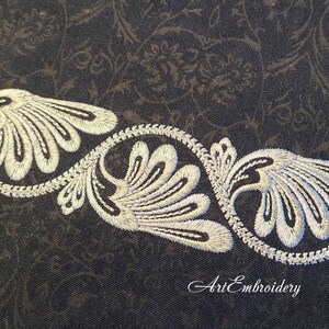 Сarved Flower Wave - Machine Embroidery Endless Border Design for Hoop ...