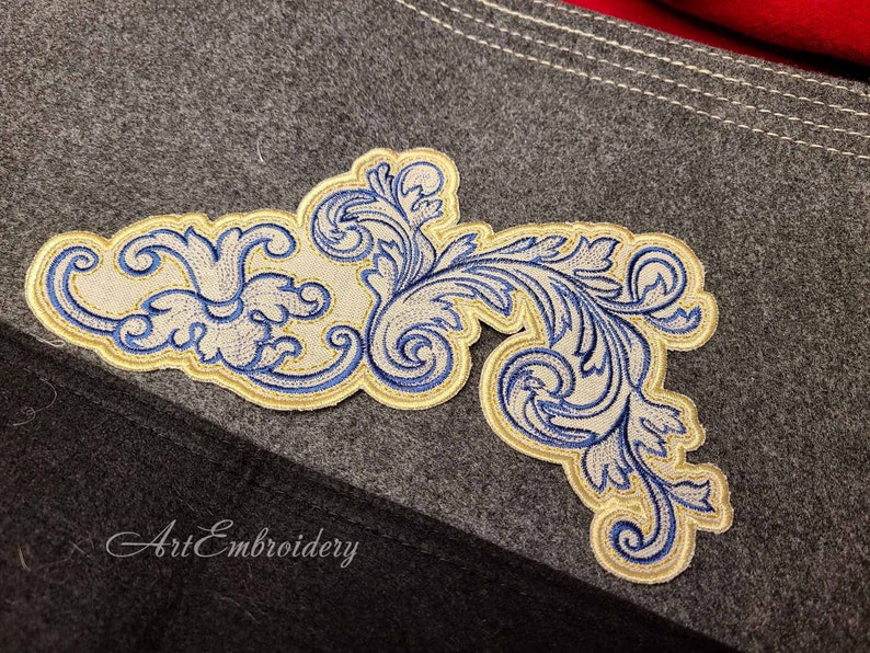 Baroque Scroll Patch Machine Embroidery Design in 3 Sizes | Etsy