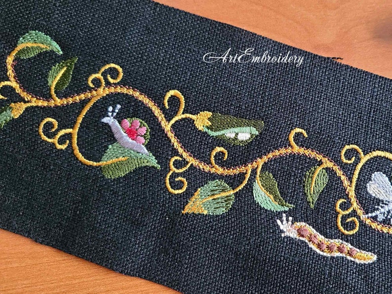 Elizabethan Vine Machine Embroidery Design: Flora Fauna Border (digital ...