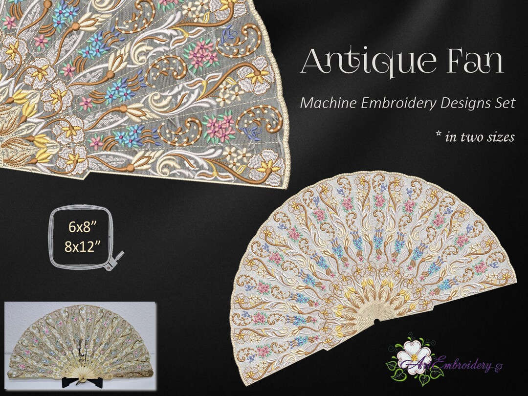 Antique Fan - Machine Embroidery Designs Set in Two Sizes - Etsy