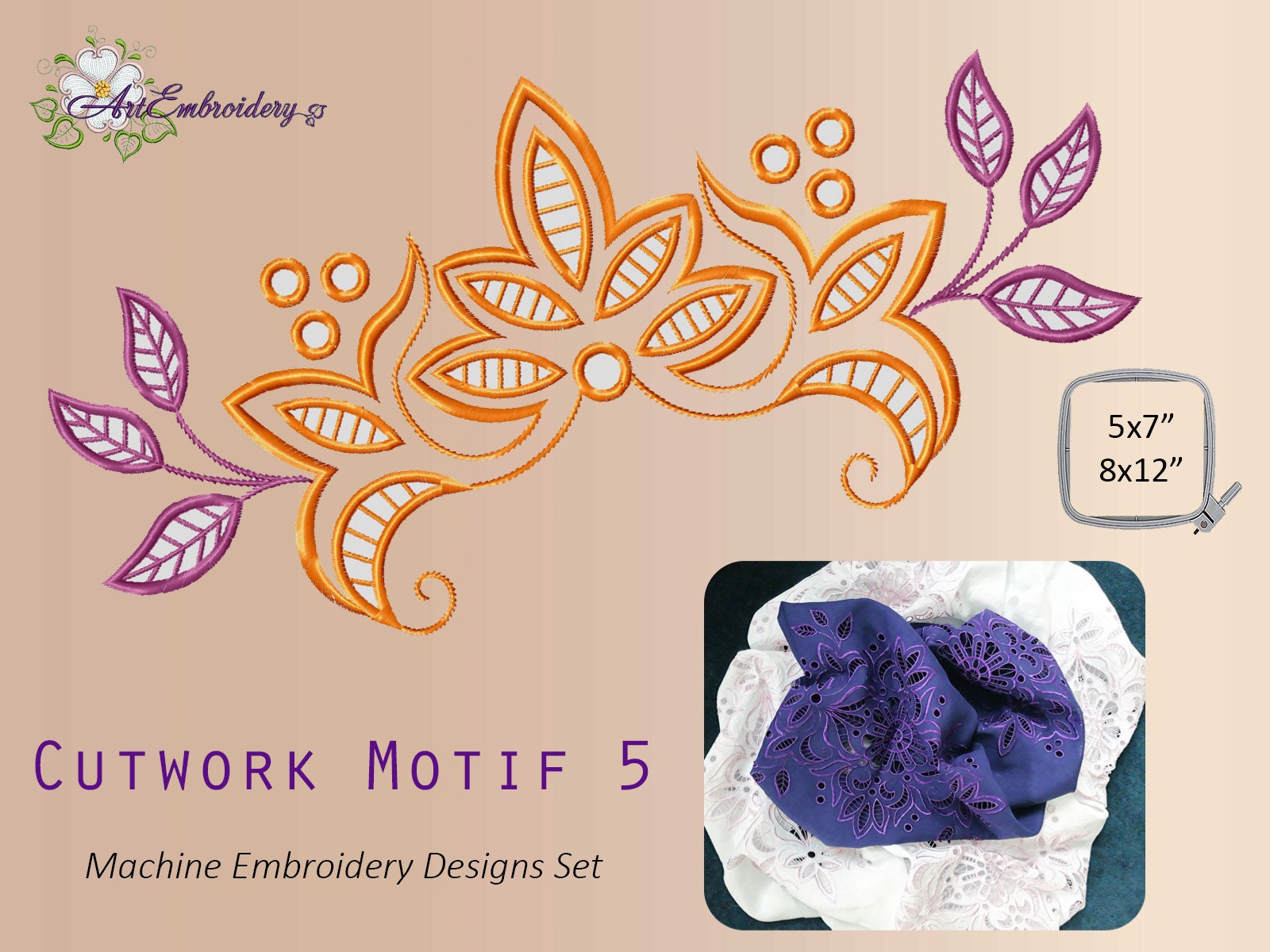 Cutwork Motif 5 - Cutwork Machine Embroidery Designs Set for Hoops 5x7 ...