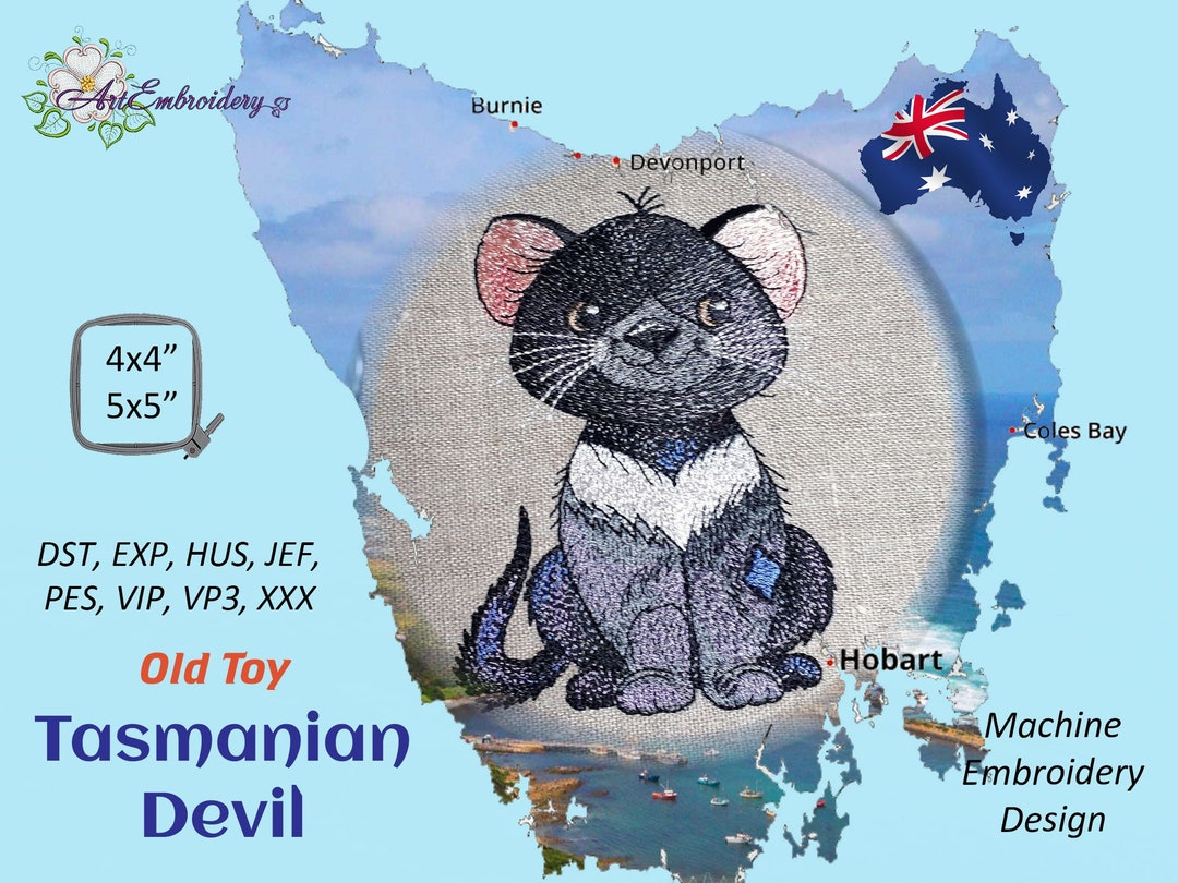 Tasmanian Devil, Australian Animals, Old Toy Machine Embroidery Design ...