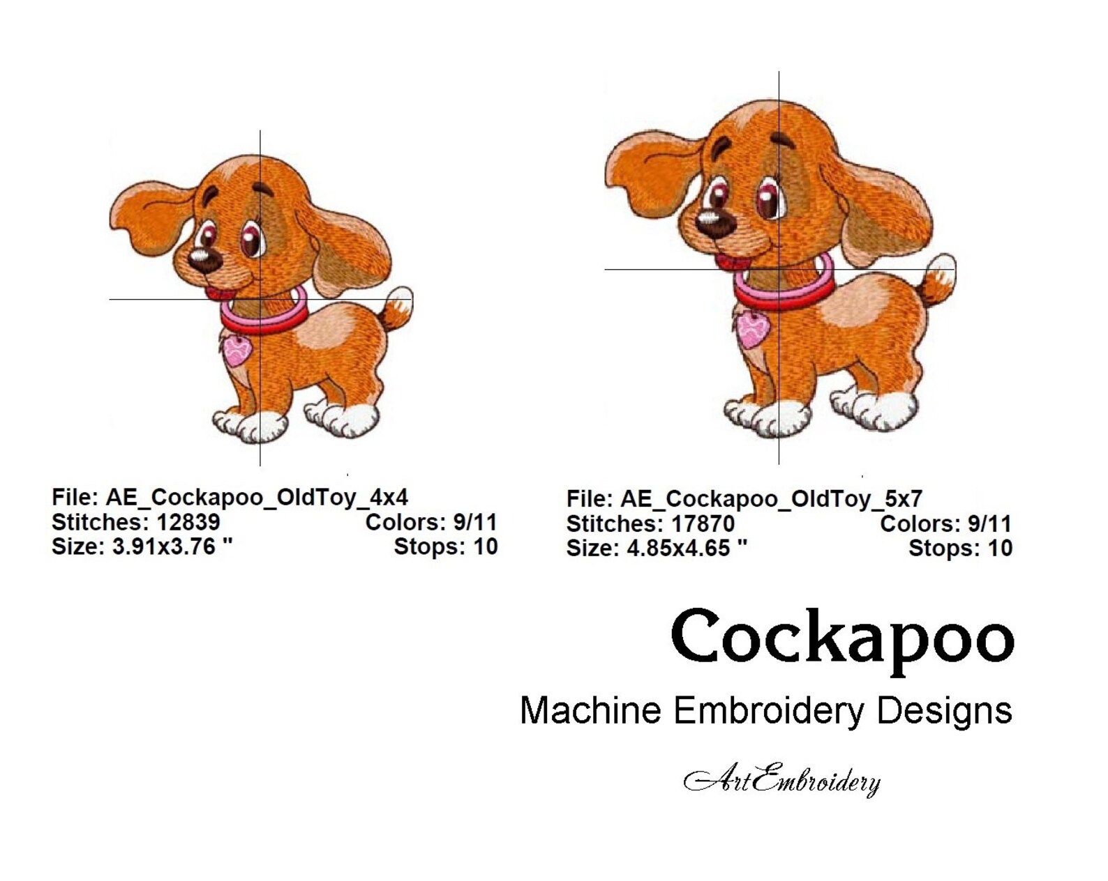 Cockapoo Dog Machine Embroidery Animal Design in Cartoon - Etsy