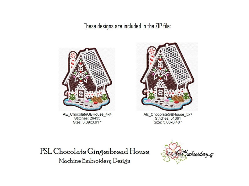 FSL Chocolate Gingerbread House: Machine Embroidery Lace Design (4x4 ...