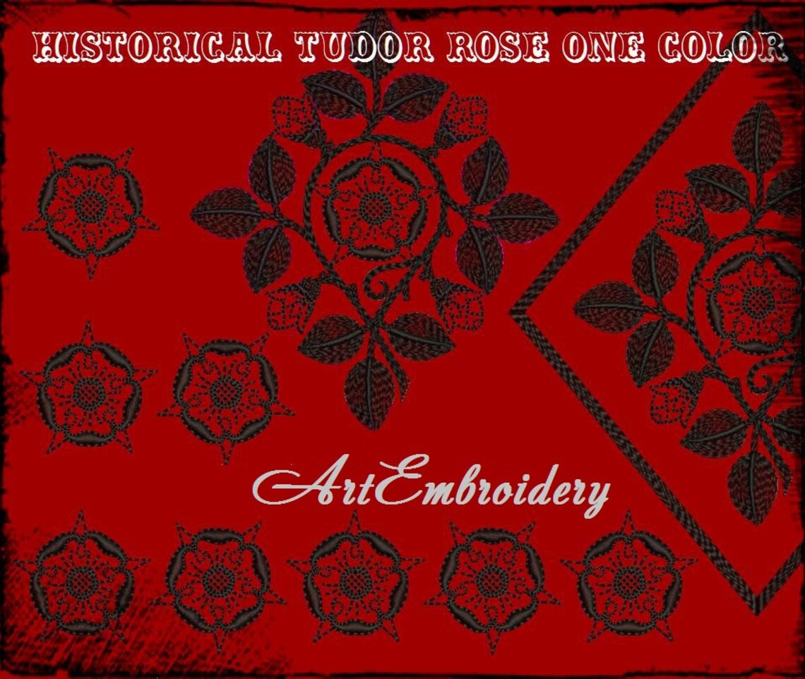Tudor Rose Diamond One Color Embroidery Designs Set | Etsy