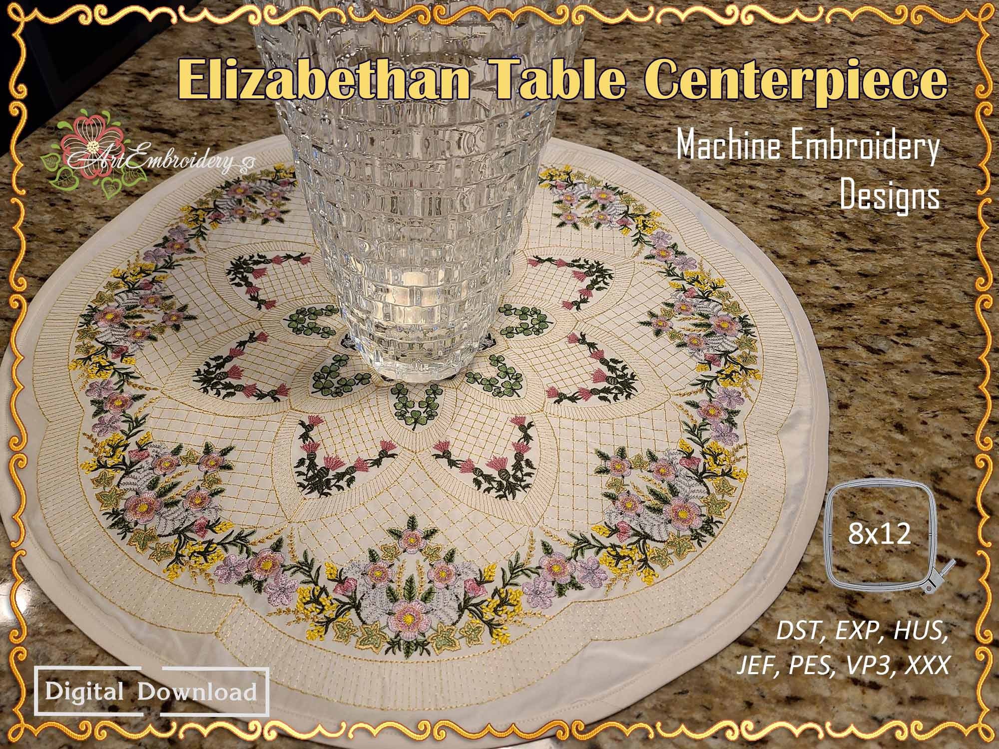 Elizabethan II Table Centerpiece Machine Embroidery Project - Etsy