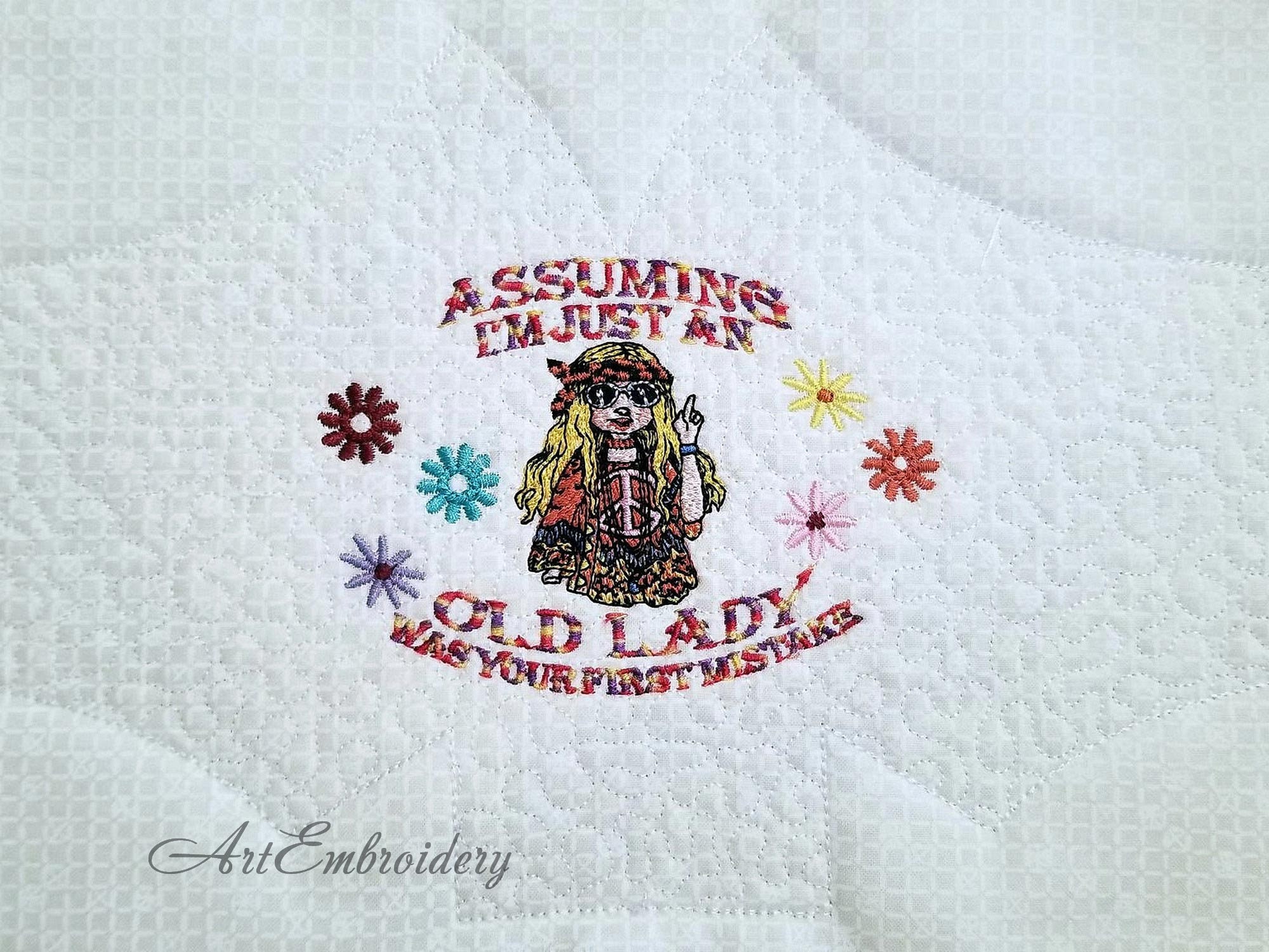 Hippie Lady Machine Embroidery Design: Iris Apfel Style (up to 8x8) - Etsy