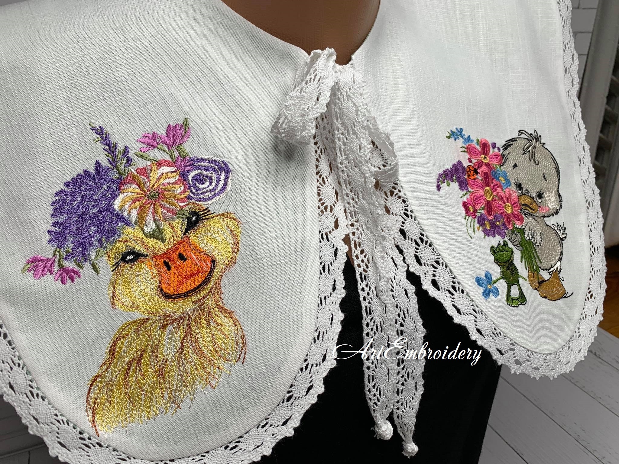 Floral Duck Machine Embroidery Design in Three Sizes for | Etsy